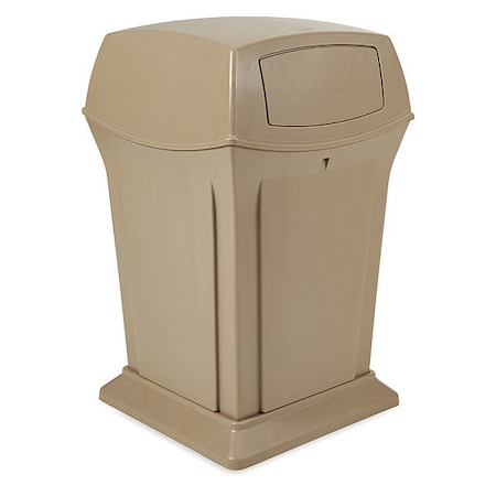 Rubbermaid Commercial 45 gal Square Trash Can, Beige, 24 3/4 in Dia ...