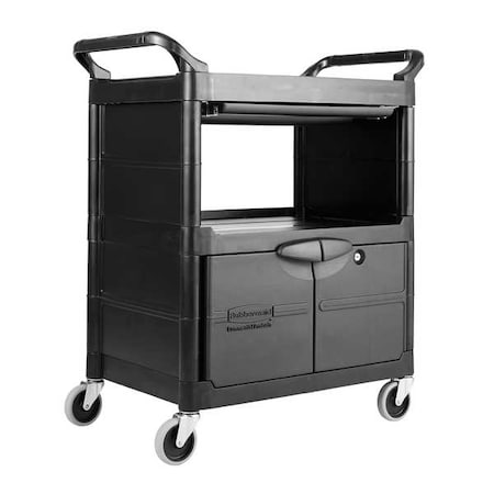 Rubbermaid Commercial Enclosed Service Cart, Plastic, 200 lb Load ...
