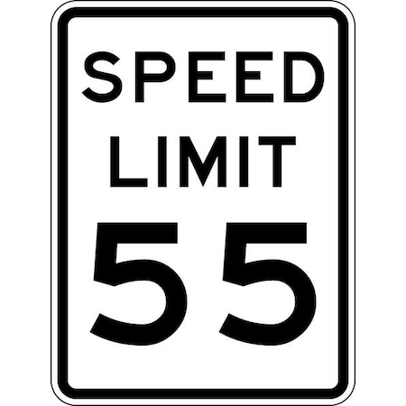 Lyle Speed Limit 55 Traffic Sign, 24 in Height, 18 in Width, Aluminum ...