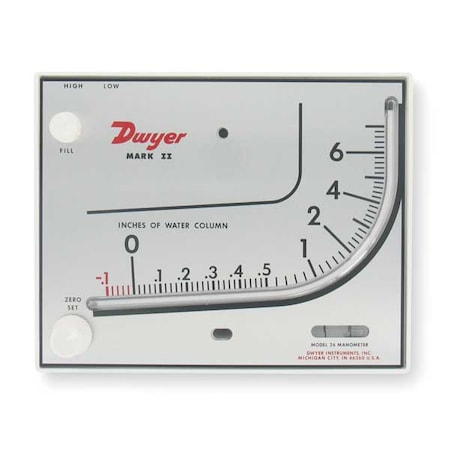 Dwyer Instruments Molded plastic manometer, range 0-7" w.c., blue fluid ...
