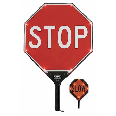 Tapco LED Paddle Sign, Stop/Slow, 18 x 18 In 2180-00322 | Zoro