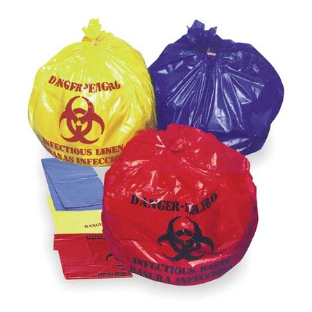 Tough Guy Hospital Isolation Bags, 44 gal., Red, PK25 31DL06 | Zoro