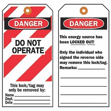 Brady Danger Tag, Danger - Do Not Operate, Polyester, Write-On Surface ...