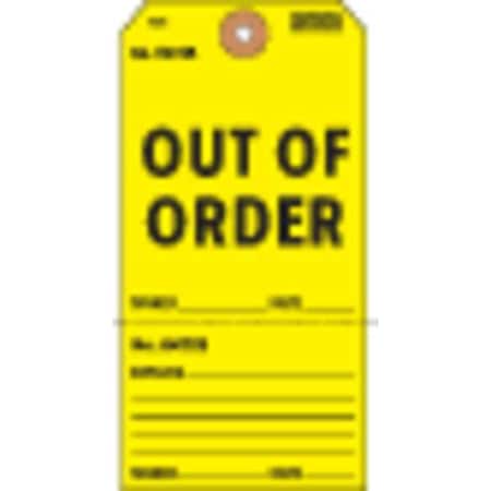 Electromark Tag, Out of Order, Cardstock, 5 3/4 in H x 2 7/8 in W ...