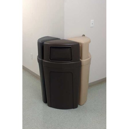 Continental Commercial Products 21 gal. Corner Round Trash Can, Brown ...