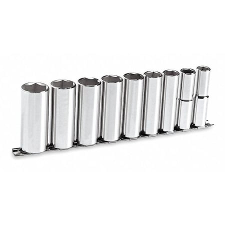 BLACKHAWK BY PROTO 1/2" Socket Set, 9 Piece, Full Polish - 309-BS