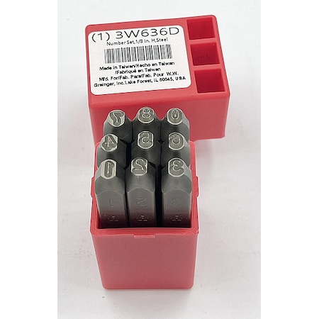 Zoro Select Number Set, 1/8 In. H, Steel 3W636 | Zoro