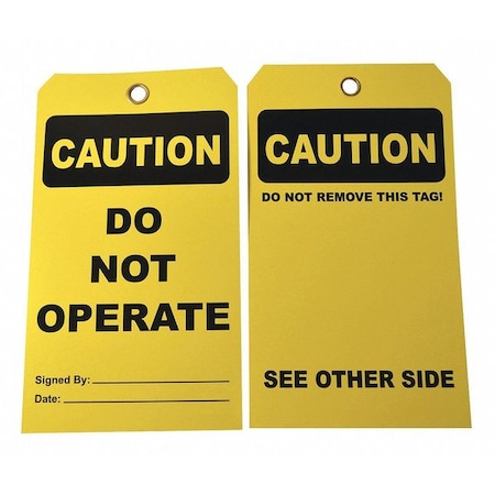 Zoro Select Caution Tag, Machine and Operational, Cardstock, 7 in H x 4 ...
