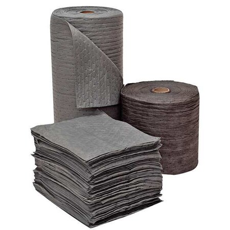Zoro Select Absorbent Roll, 52 gal, Universal, Gray, Polypropylene, 2 ...