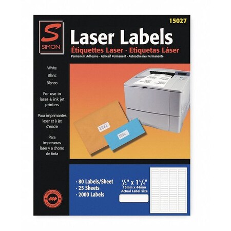 Simon By Sjpaper Laser Label, White, 80 Signs, PK25 SL15027 | Zoro