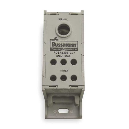Eaton Bussmann Pwr Dist Block, 380A, 1P, 6P Secondary, 600V PDBFS330 | Zoro