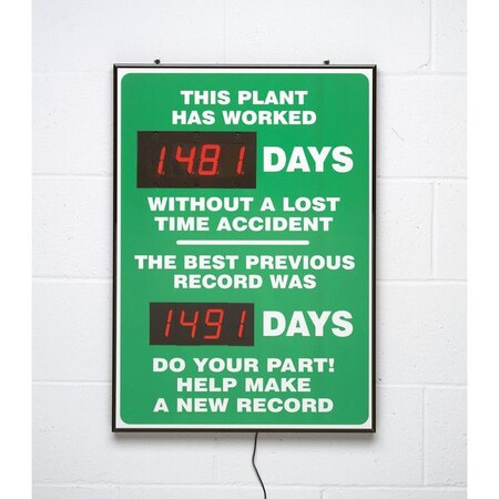 Accuform Electronic Safety Scoreboard, 28" Height, 20" Width SCD431 | Zoro