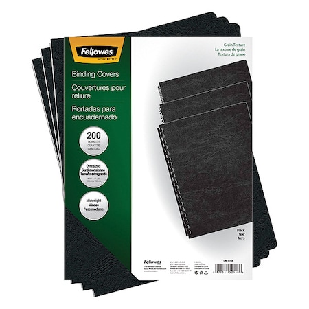 Fellowes Binding Cover, Blk, 8-3/4x11-1/4 In., PK200 52138 | Zoro