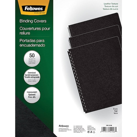 Fellowes Binding Cover, Blk, 8-3/4x11-1/4 In., PK50 52146 | Zoro