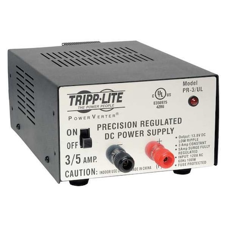 Tripp Lite AC to DC Power Supply, 120V AC, 13.8V DC, 3A PR3UL | Zoro