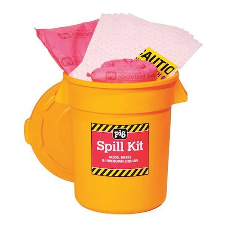 Pig Spill Kit, 11 gal Volume Absorbed per Kit, 20 gal Capacity, Can ...