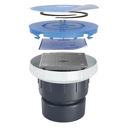 Zurn Round Adjustable Round Cleanout, PVC, Nickel Bronze, 4", Solvent ...