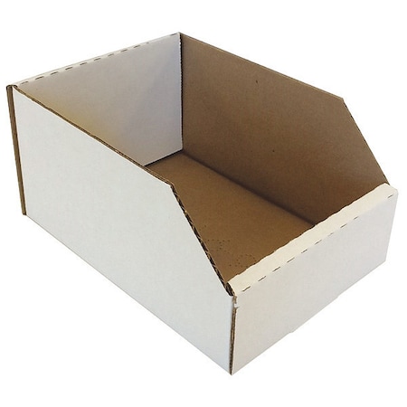 PACKAGING CORPORATION OF AMERICA Corrugated Shelf Bin, White, Cardboard ...