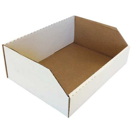 Packaging Of America Corrugated Shelf Bin, White, Cardboard, 9 in L x ...