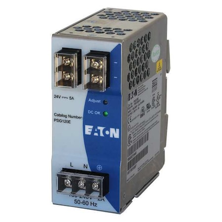 Eaton AC to DC Power Supply, 100/240V AC, 24V DC, 120 W, 5 A, DIN Rail ...