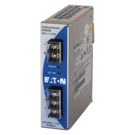 Eaton Dc Power Supply, 100 to 240 V AC, 24V DC, 60W, 2.50, Din Rail ...