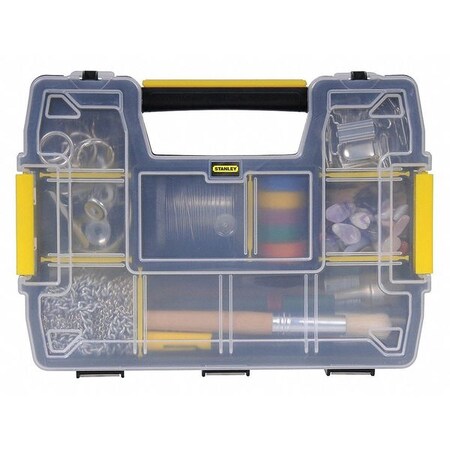 Stanley Compartment Organizer, Black/Clear/Yellow, Plastic STST14021 | Zoro