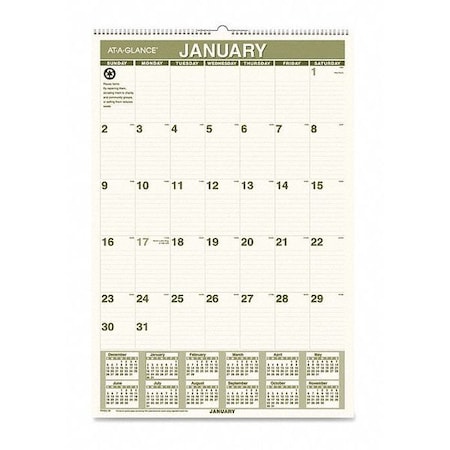 Chenille Kraft Calendar, Wall, Recycled CKC4088 | Zoro