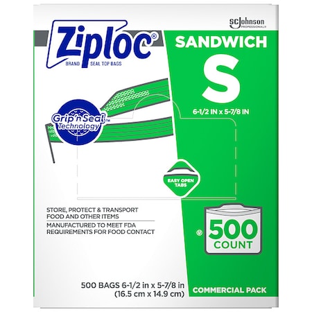 Ziploc Slide Seal Reclosable Bag 6-1/2" x 5-7/8", 1 mil, Clear, Pk500 ...