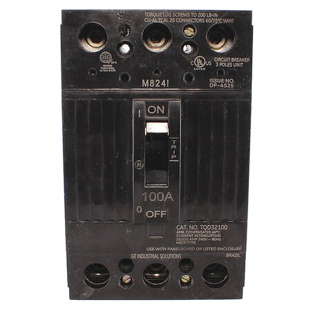 Ge Molded Case Circuit Breaker, 100 A, 120/240V AC, 3 Pole, Free ...