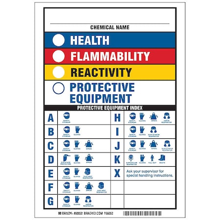 Brady NFPA Sign, Health Flammability Reactivity Protective Equipment, 7 ...