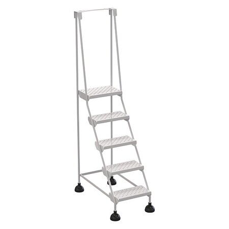 Vestil 82.4375 H Steel Commercial Spring Loaded Rolling Ladder, 5 Steps ...