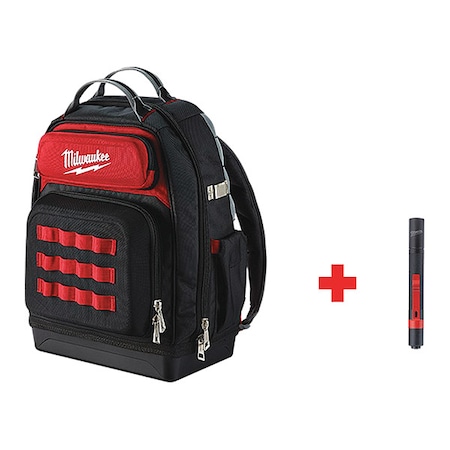 Milwaukee Tool Ultimate Jobsite Backpack + Penlight 48-22-8201, 2105 | Zoro