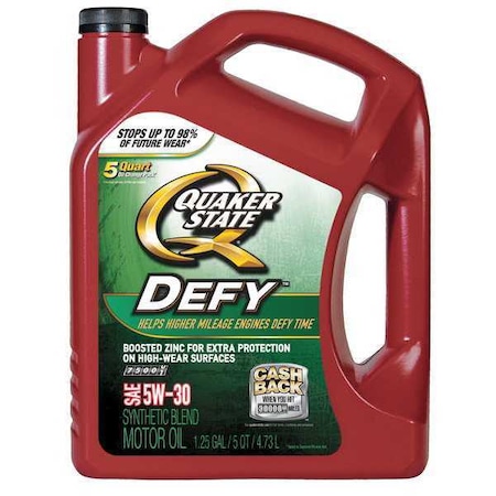 Quaker State Engine Oil, 5W-30, Synthetic Blend, 5 Qt., Defy 550038211 ...