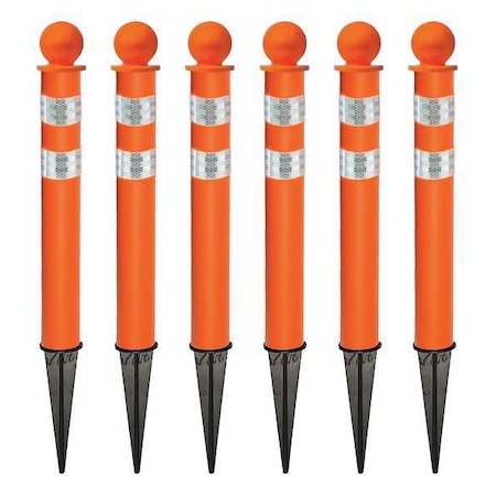 Zoro Select 2.5" Ground Pole - Orange, Reflective, 6 pk 95412-6DOT | Zoro