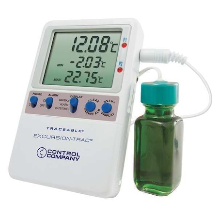 Traceable Digital Data Logging Thermometer, Excursion-Trac with Bottle ...