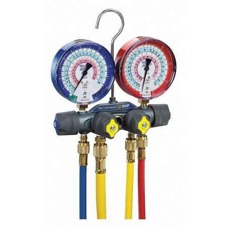 Yellow Jacket Mechanical Manifold Gauge Set, 4-Valve 49998 | Zoro