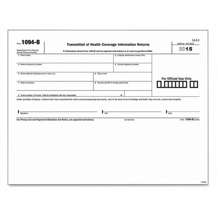 Tops Transmittal Tax Form, 1095B L1094B | Zoro