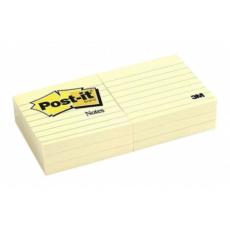Post-It Notes, 3x3, Lined, 12Pd, Canary, PK12 630SS | Zoro