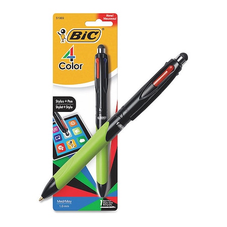 Bic Pen, Ballpoint, Stylus, 4Color MMGSTP11 | Zoro
