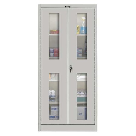 Hallowell 20 ga Antimicrobial Steel Storage Cabinet, 36 in W, 78 in H, Stationary, Light Gray ...