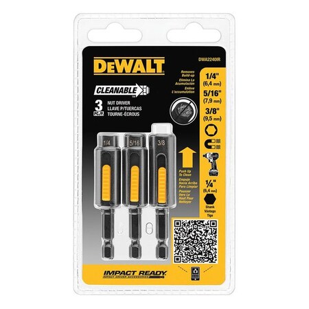 Dewalt 3 Pc. IMPACT READY(R) Cleanable Nut Driver DWA2240IR | Zoro
