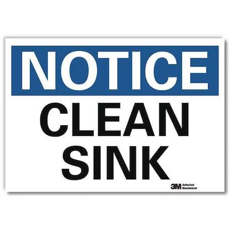 Clean Sink Sign (7 in W 5 in H) Horizontal Rectangle , Reflective ...