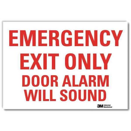 Lyle Exit Sign, Vinyl, 7" W, 5" H, Emergency Exit Only Door Alarm Will ...
