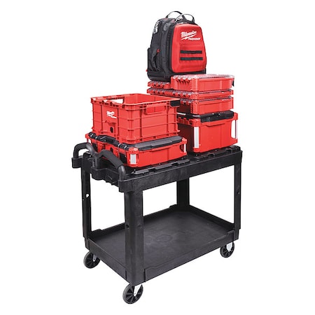 MILWAUKEE Utility Cart, Ergonomic, 2 Shelves, 500 lb (CUSTOM PACKOUT ...