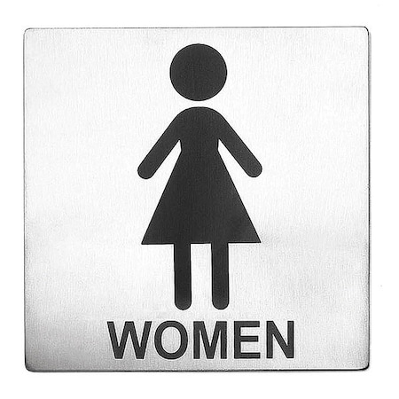Tablecraft Contemp SS Sign, Women Restroom, 5"X5", B11 B11 | Zoro