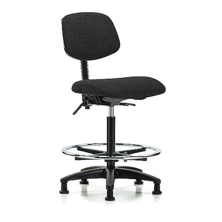 Blue Ridge Ergonomics Chair, Fabric, Hi Bench, CF Glides, Blk, Fabric ...