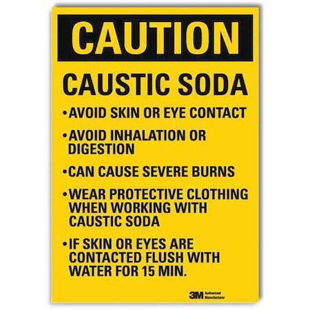 Lyle Safety Sign, Caustic Soda Avoid, 10in.W U4-1108-RD_10X14 | Zoro