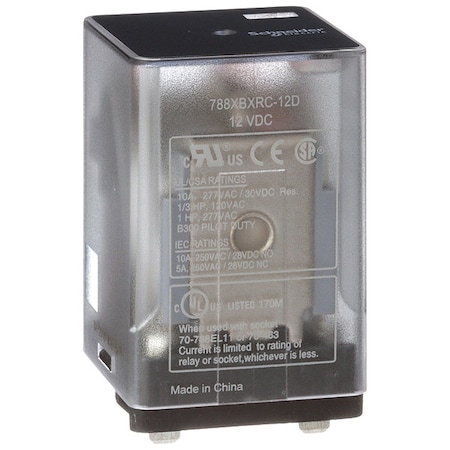 Schneider Electric General Purpose Relay, 12V DC Coil Volts, Square, 8 Pin, DPDT 788XBXRC-12D | Zoro