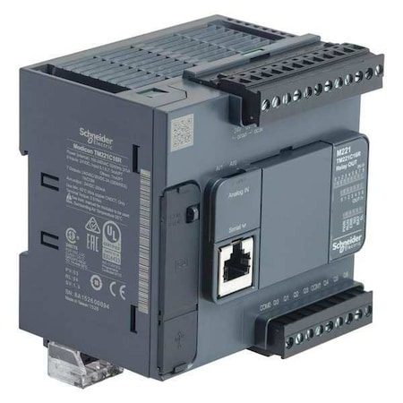 Schneider Electric Controller, 24VDC/240VAC, Relay, Compact TM221C16R ...