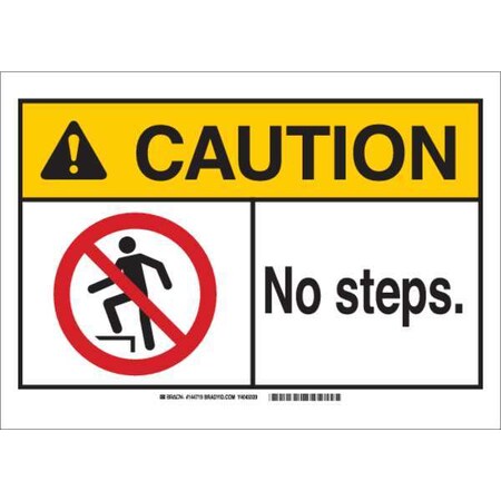 Brady Caution, No Steps, 10" W x 7" H, Rectangle, Plastic 144720 | Zoro